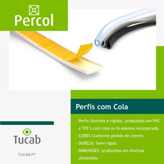 PERCOL – Perfis Flexíveis ou Rígidos com Cola ou Fita Bi-Adesiva | TUCAB